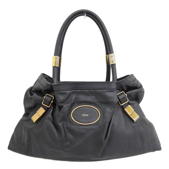 OTHERS | Bags | Chlo Chloe Chloe Leather Logo Tote Bag Black | Poshmark